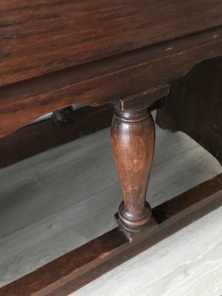 Gothic Revival Stool, Bench with Hand Carved Sheep and Wolve Biblical ...