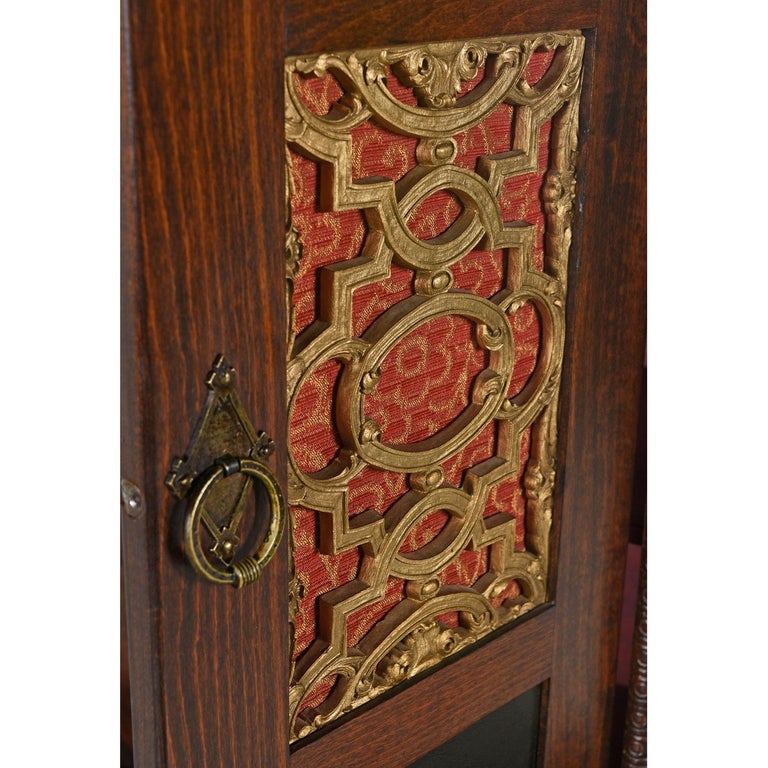 Gothic Revival Style Dragon Motif Brass and Leather Accent Mahogany ...
