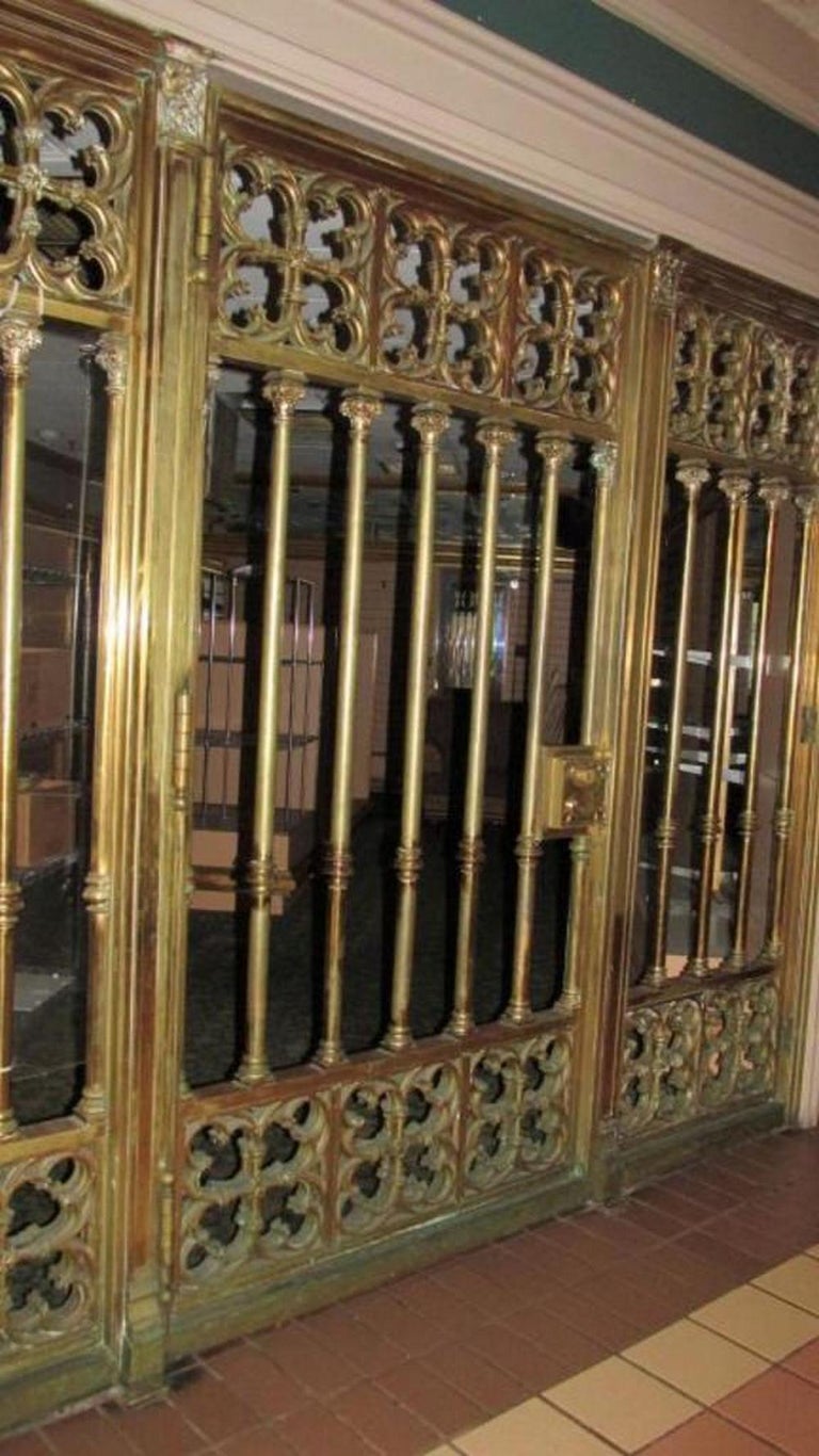 Gothic Revival Three-Piece Heavy Cast Bronze Bank Entry Gate Storefront ...