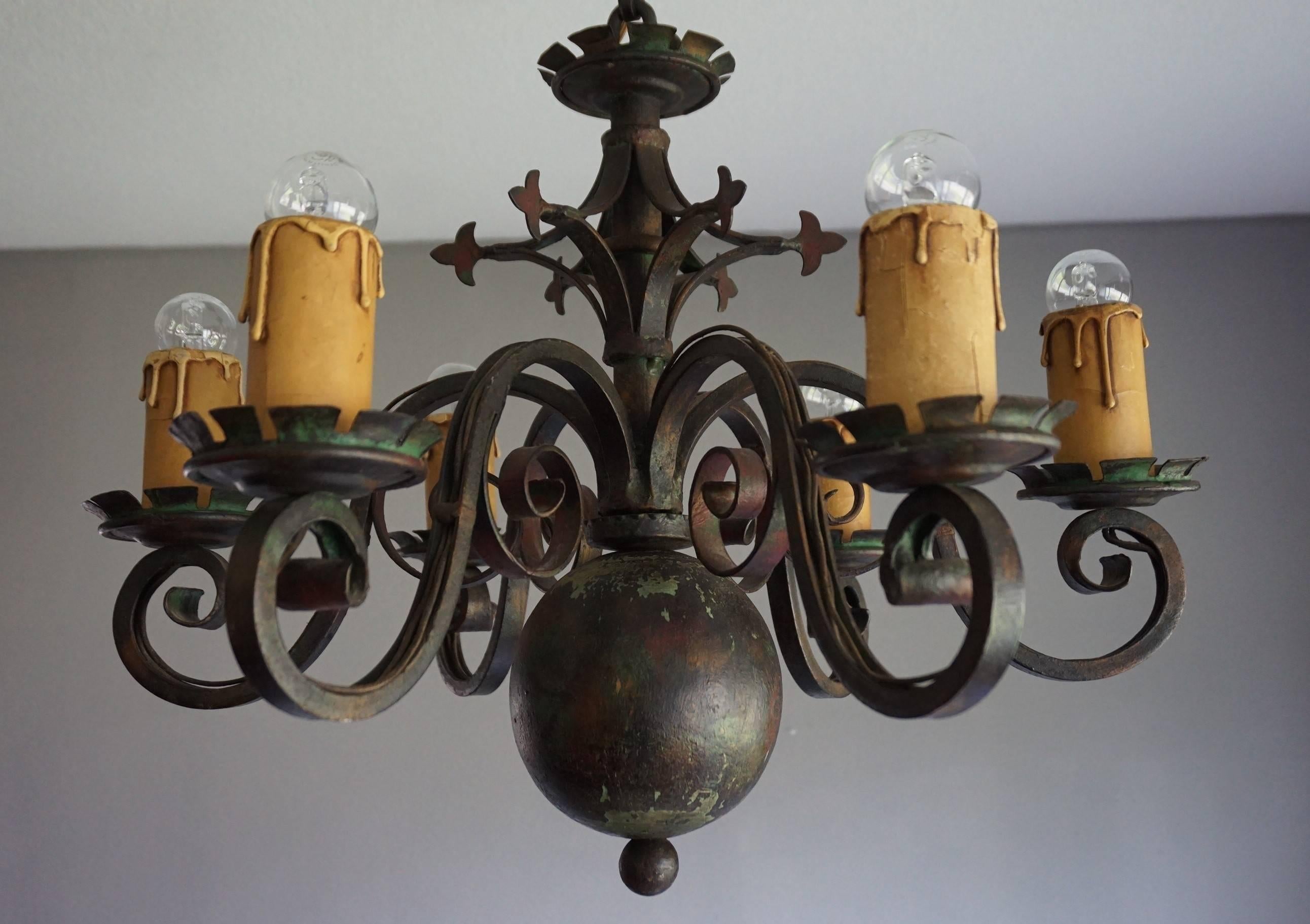 Gothic Revival Wrought Iron Medieval Look and Castle-Like Chandelier ...