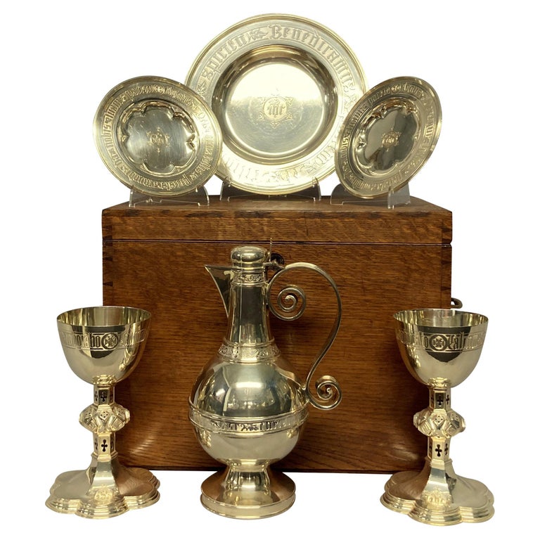 Gothic Silver Communion Set with Original Box by Henry Wilkinson and ...