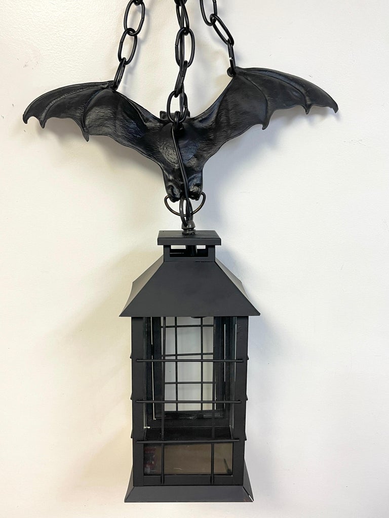 Gothic Style Bronze and Iron Bat Motif Lantern, 2 Available For Sale at ...