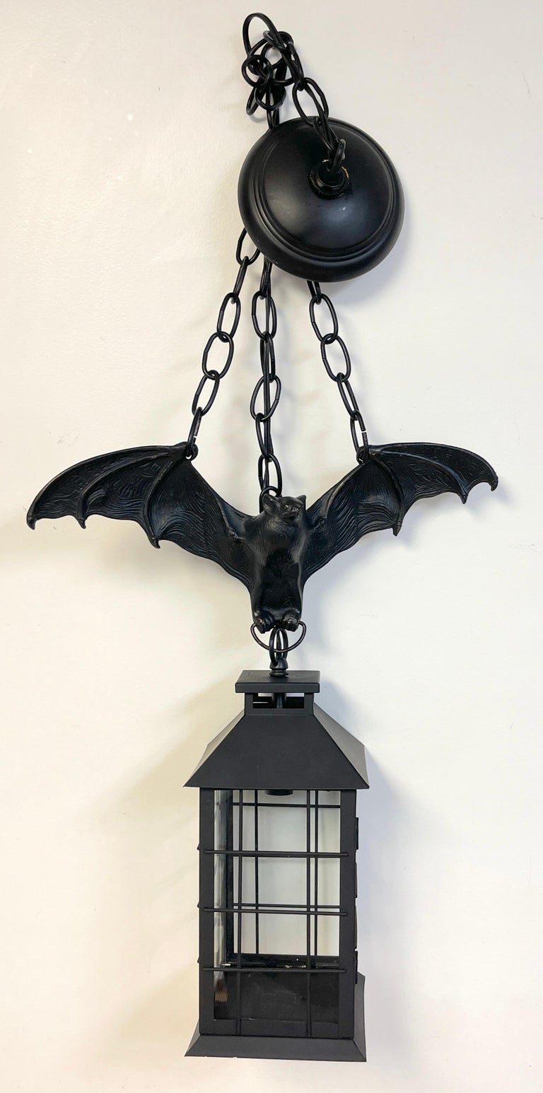 Gothic Style Bronze and Iron Bat Motif Lantern, 2 Available For Sale at ...