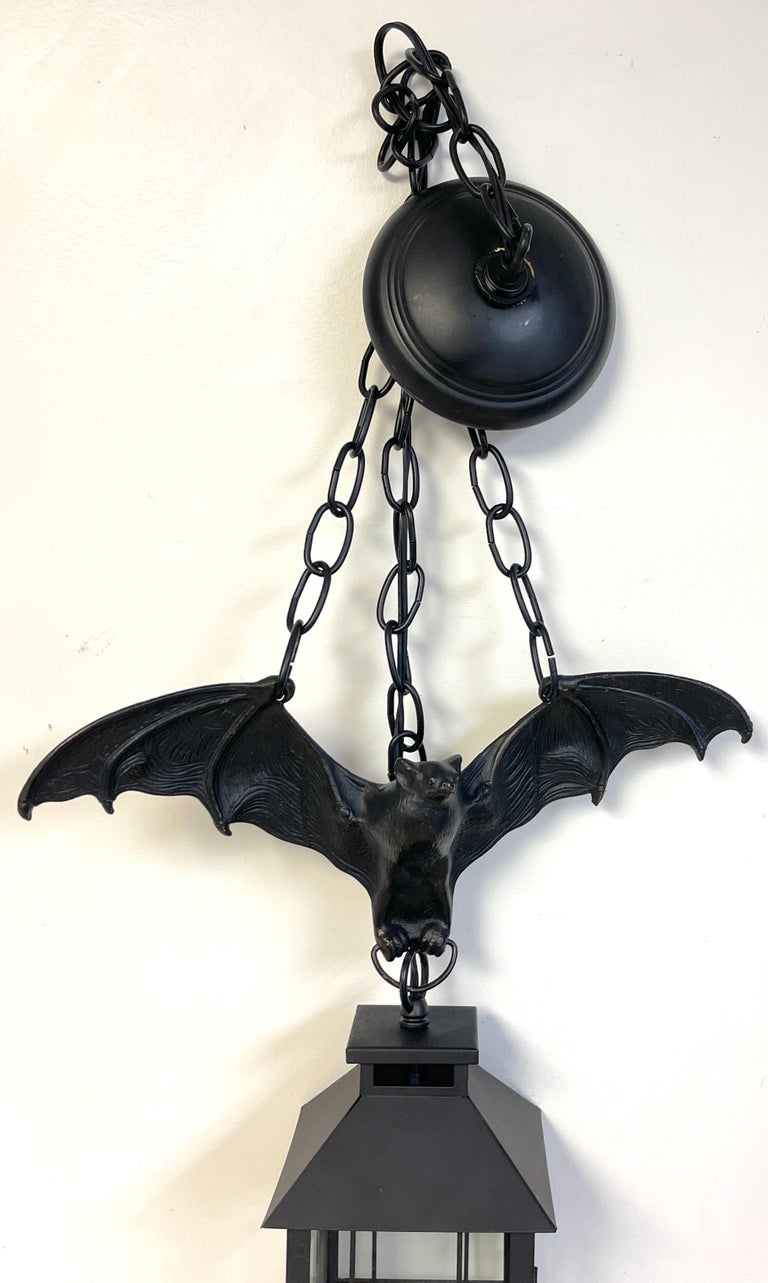 Gothic Style Bronze and Iron Bat Motif Lantern, 2 Available For Sale at ...