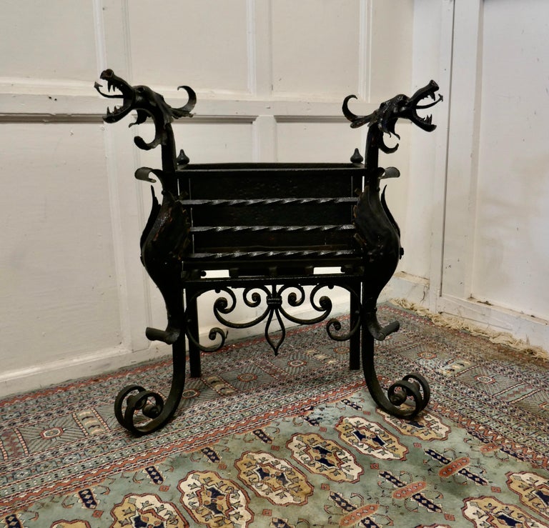 Gothic Style Free Standing Tall Fire Basket, Grate for Inglenook For ...