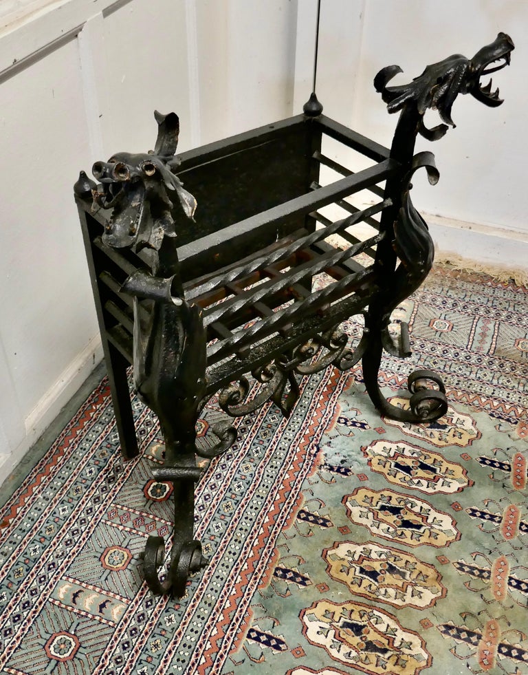 Gothic Style Free Standing Tall Fire Basket, Grate for Inglenook For ...