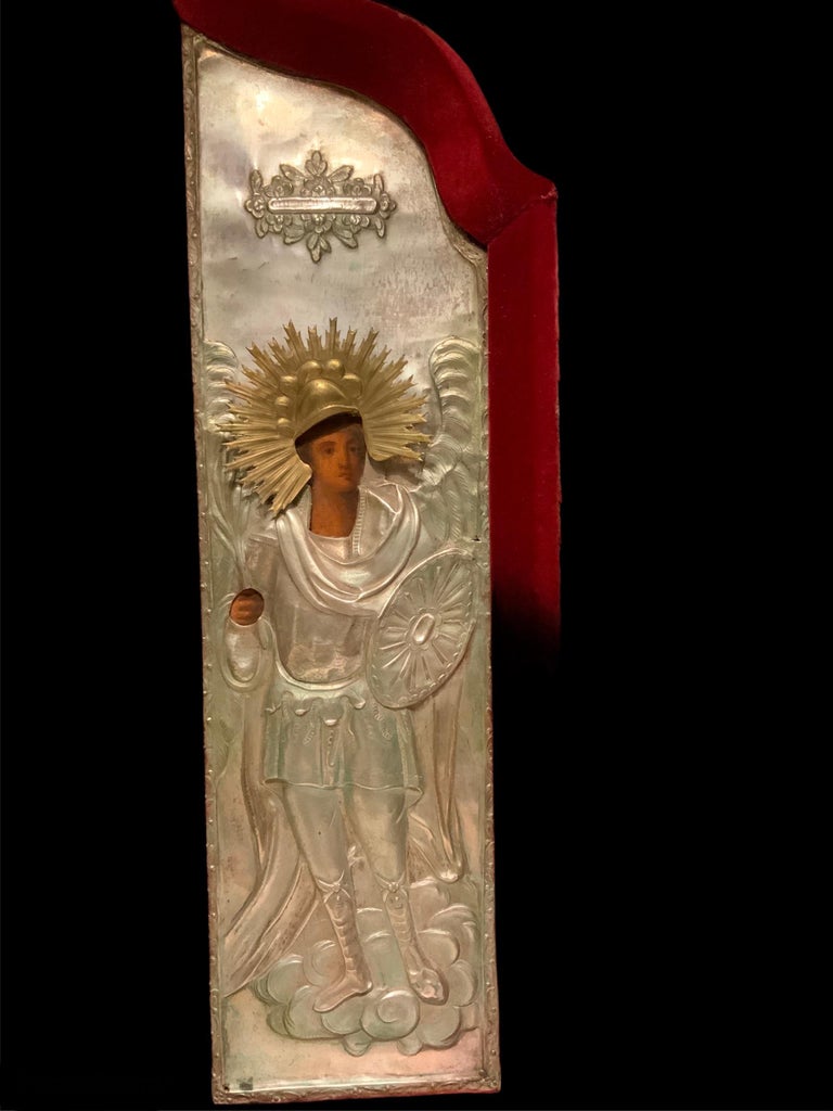 Gothic Style Huge Triptych Shadow Box/Display Of Orthodox Church Silver ...