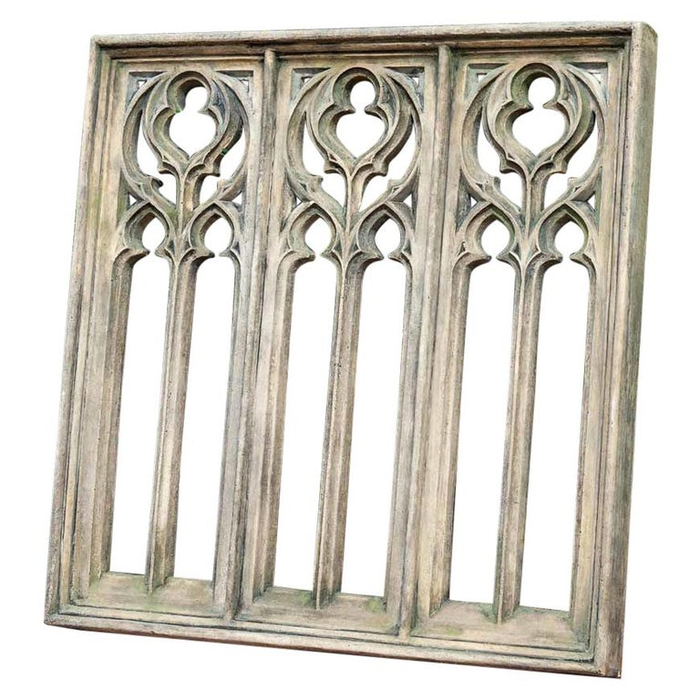 Gothic Three Arched Composite Stone Window, 20th Century For Sale at ...