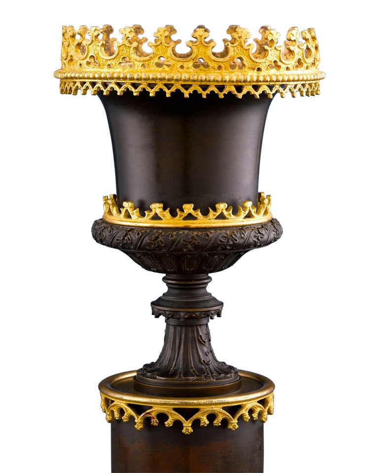 Gothic Two-Color Bronze Urns at 1stDibs