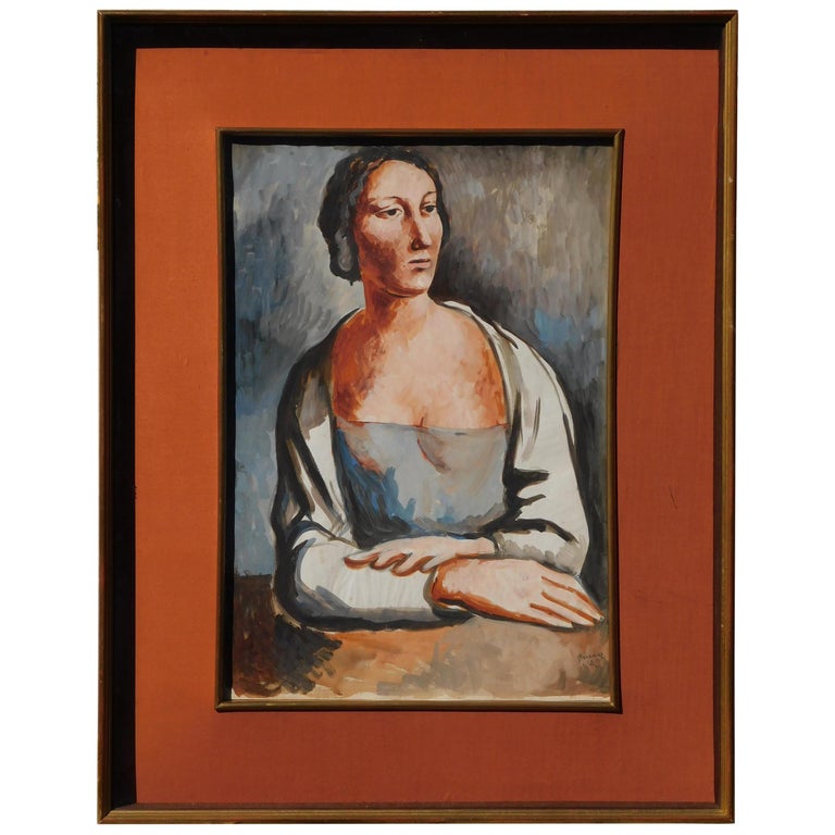 Gouache by Spanish Painter Pedro Pruna, 1923 - “Femme Assise” For Sale at 1stDibs