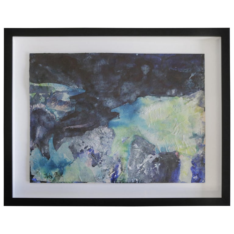 Contemporary Blue Abstract Gouache Painting by Joby Perel at 1stDibs