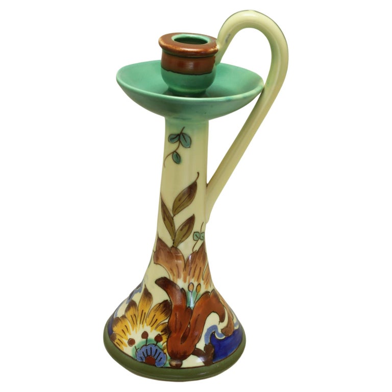Gouda Hand Painted Candlestick For Sale at 1stDibs