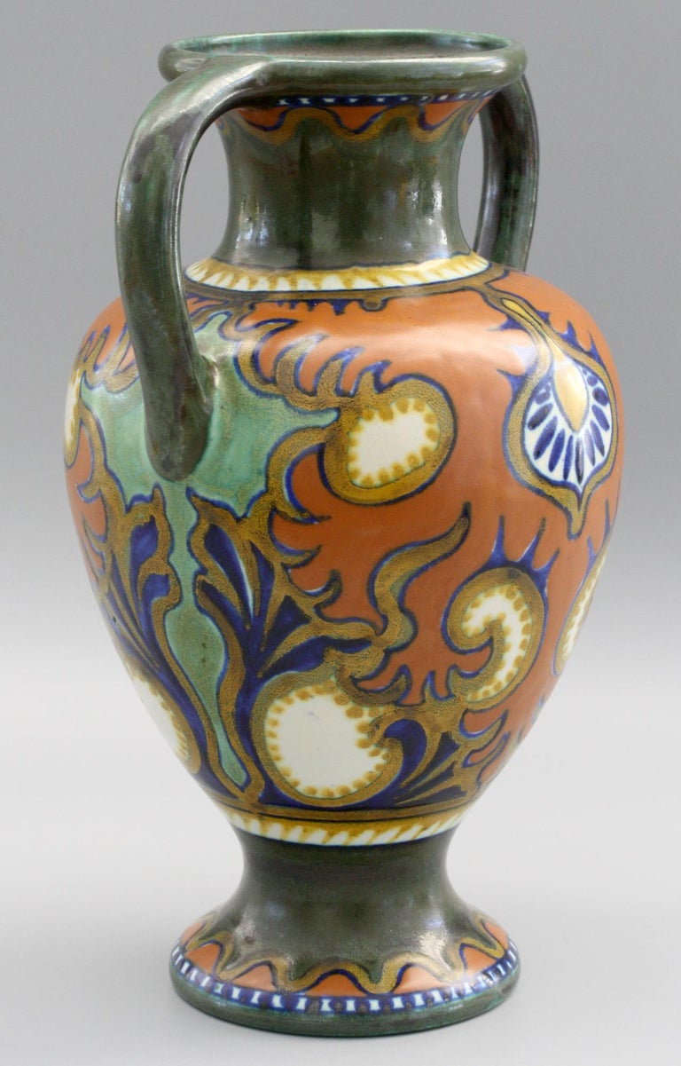 Gouda Plateelbakkerij Zuid Rhodian Pattern Amphora Shape Art Pottery ...