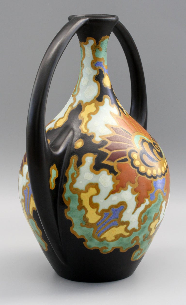 Gouda Regina Twin Handled Presto Pattern Art Pottery Vase by Steef ...