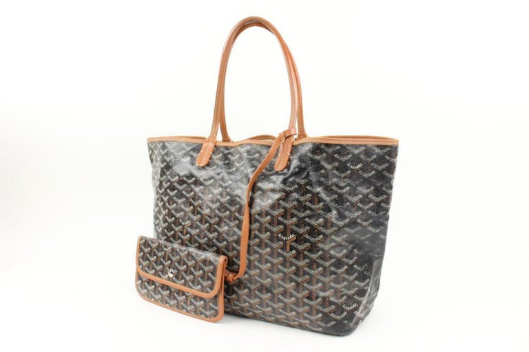 Goyard Black x Brown Chevon St Louis PM Tote with Pouch 58gy218s at 1stDibs