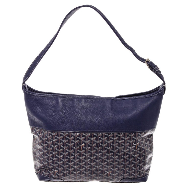 Goyard Blue Canvas Leather Grenadine Hobo Bag For Sale at 1stDibs ...
