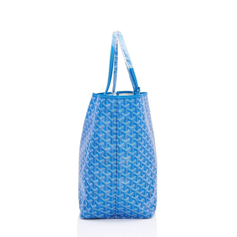 Goyard Blue Claire St Louis GM Chevron Tote Bag Celeb Favorite NEW ...