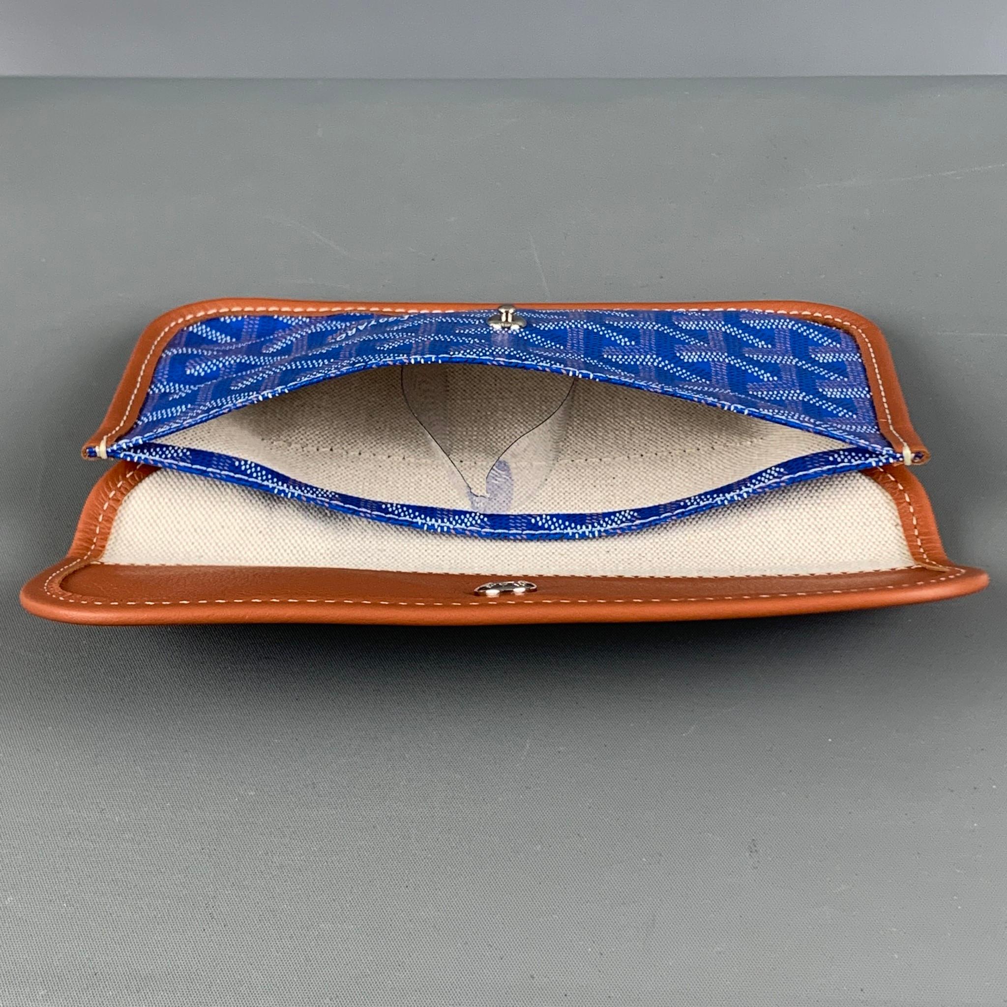 GOYARD Blue Tan Logo Coated Canvas Wallet For Sale at 1stDibs