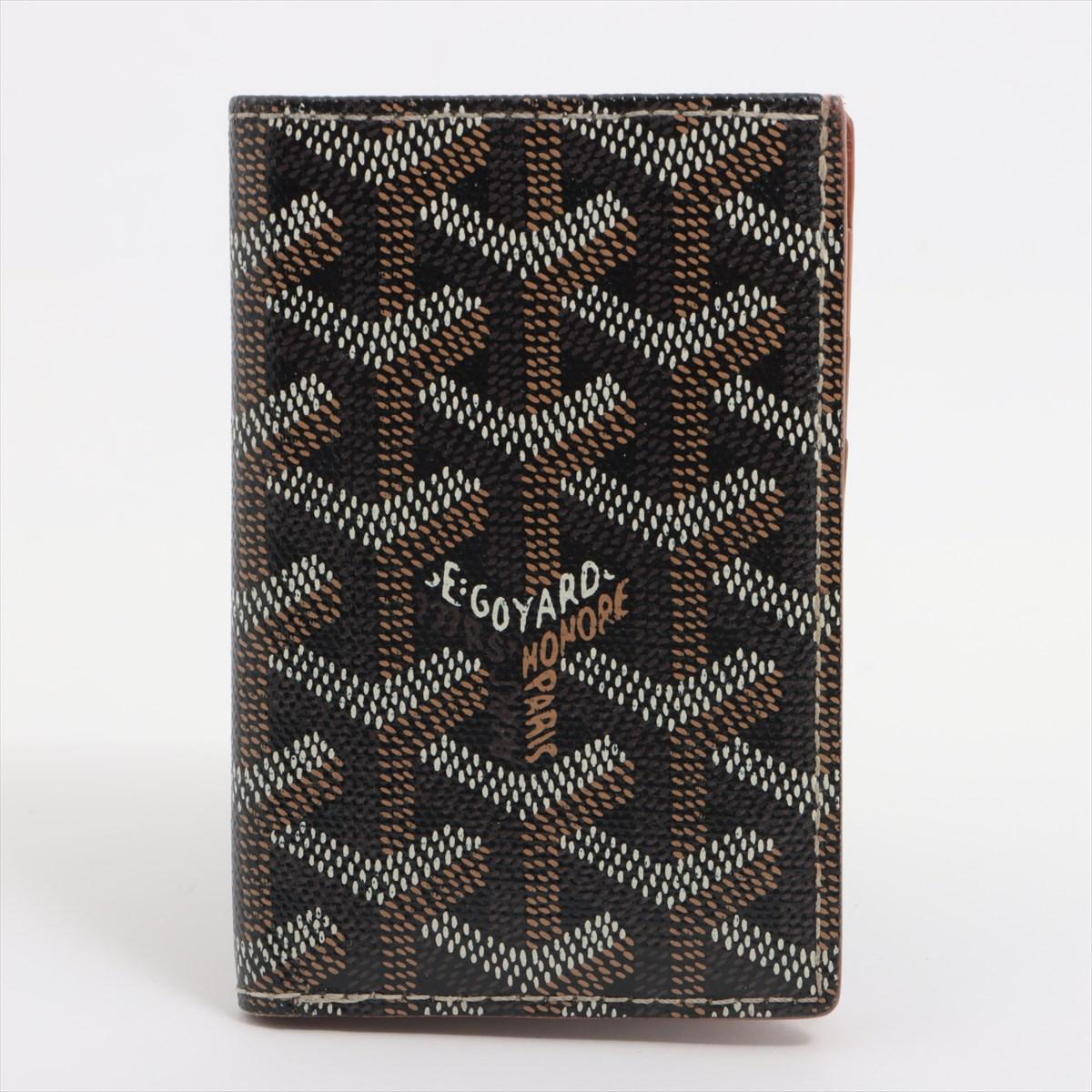 Goyard Herringbone Bifold Card Case Black x Brown For Sale at 1stDibs