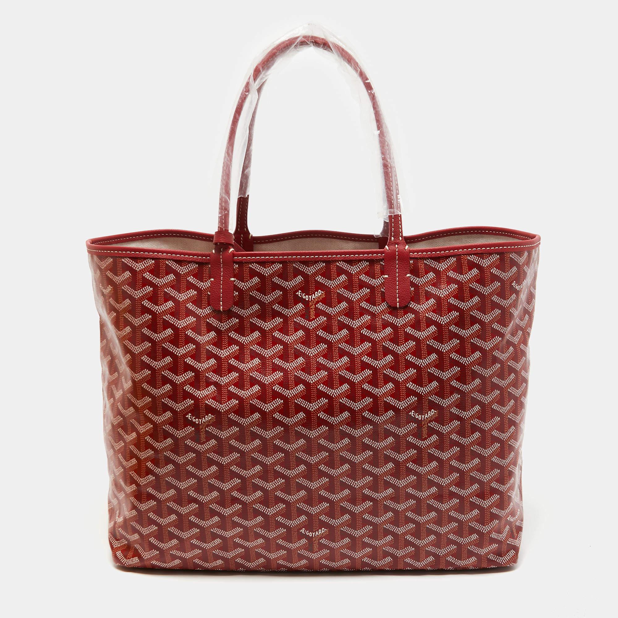 Goyard Red Goyardine Coated Canvas and Leather Saint Louis PM Tote For ...