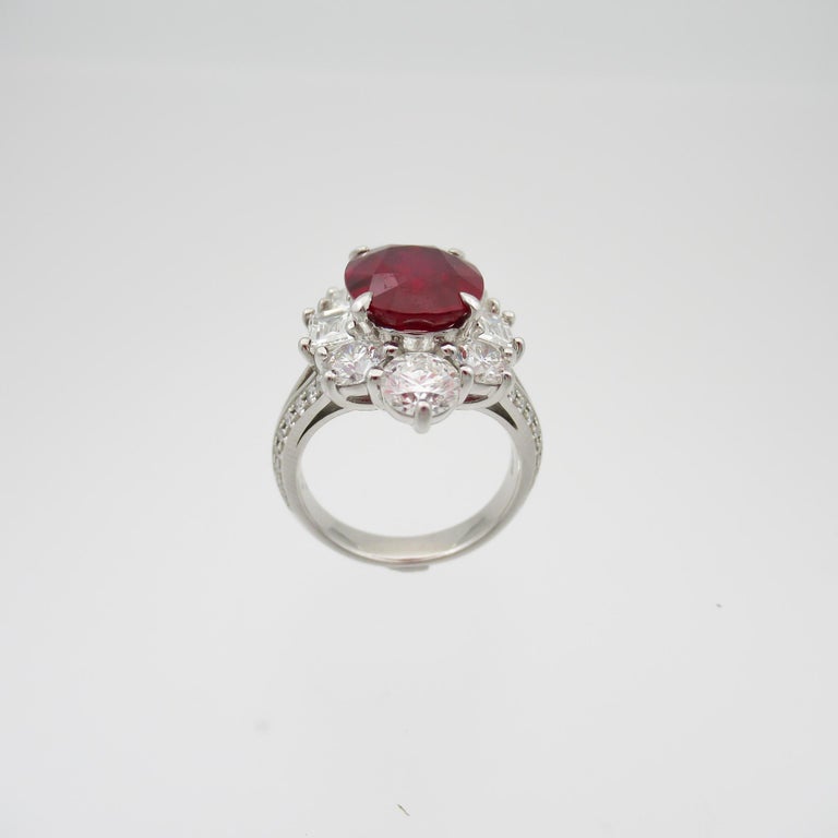 GRS Certified 5.03 Carat Pigeon Blood Ruby Ring with Diamonds For Sale ...