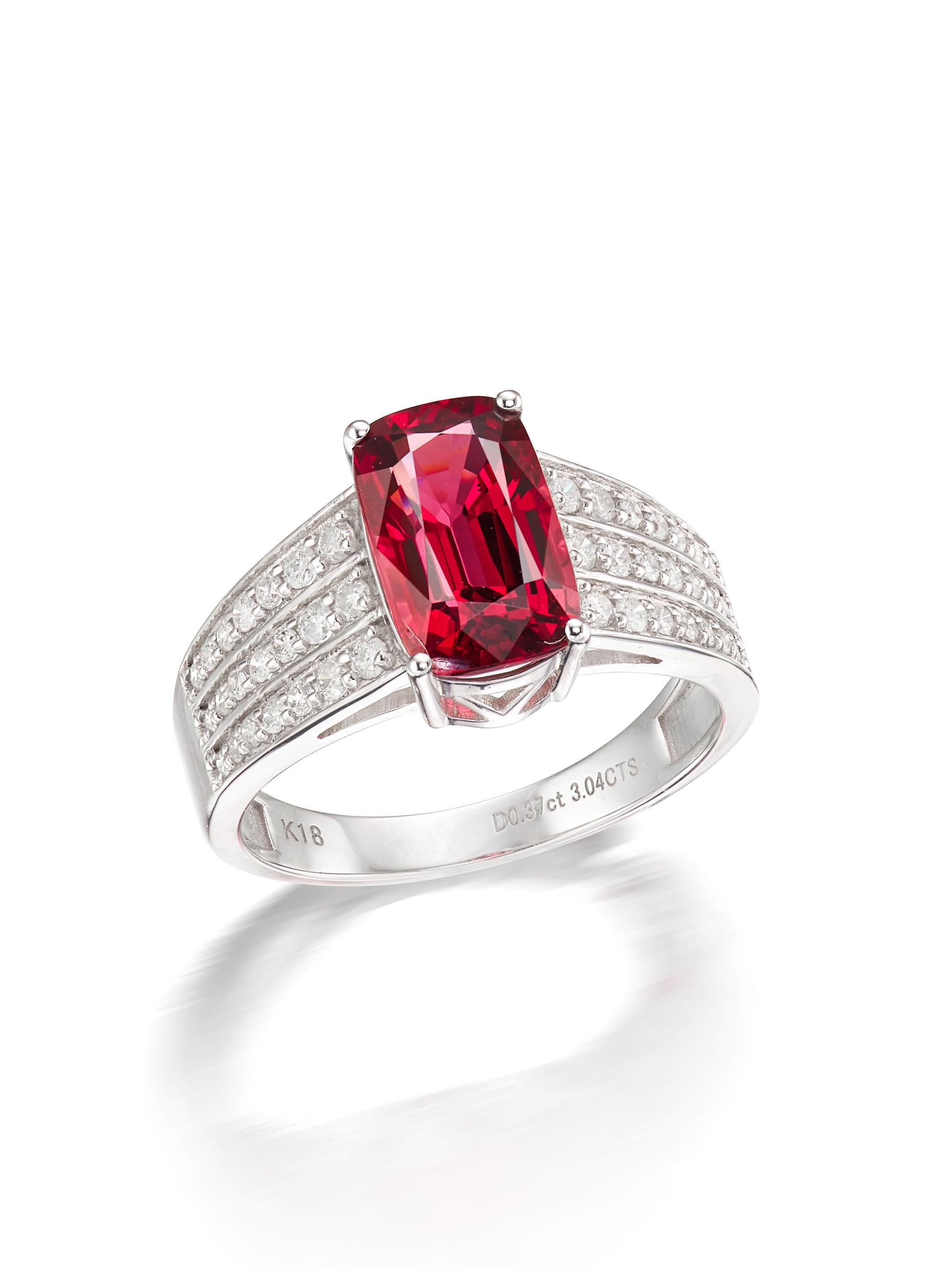 GRA Certified Pinkish Red Spinel and Diamond Ring For Sale at 1stDibs ...
