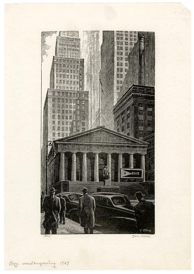 Grace Albee - 'Sub-Treasury Building, N. Y.' — 1940s Wall Street, New ...