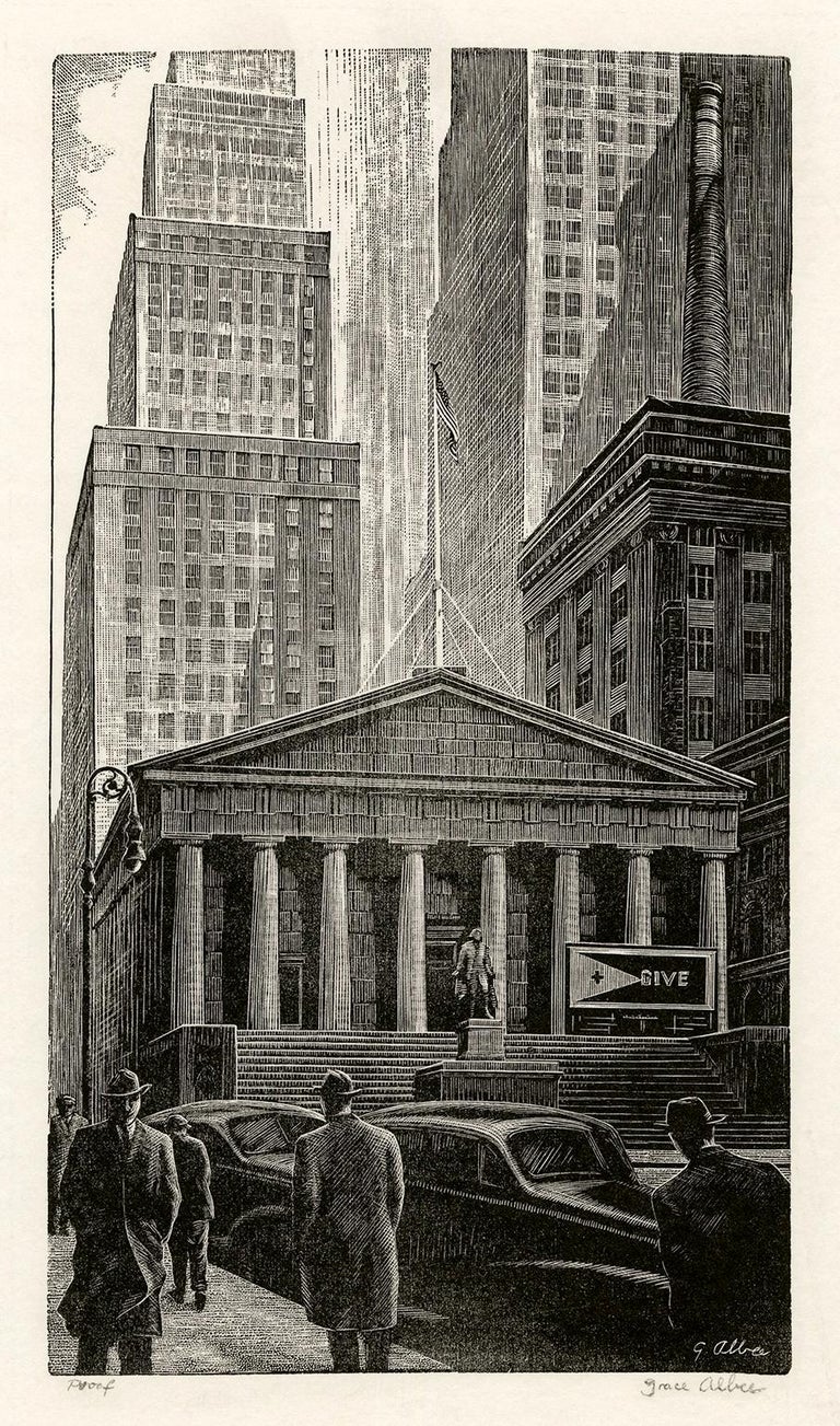 Grace Albee - 'Sub-Treasury Building, N. Y.' — 1940s Wall Street, New ...