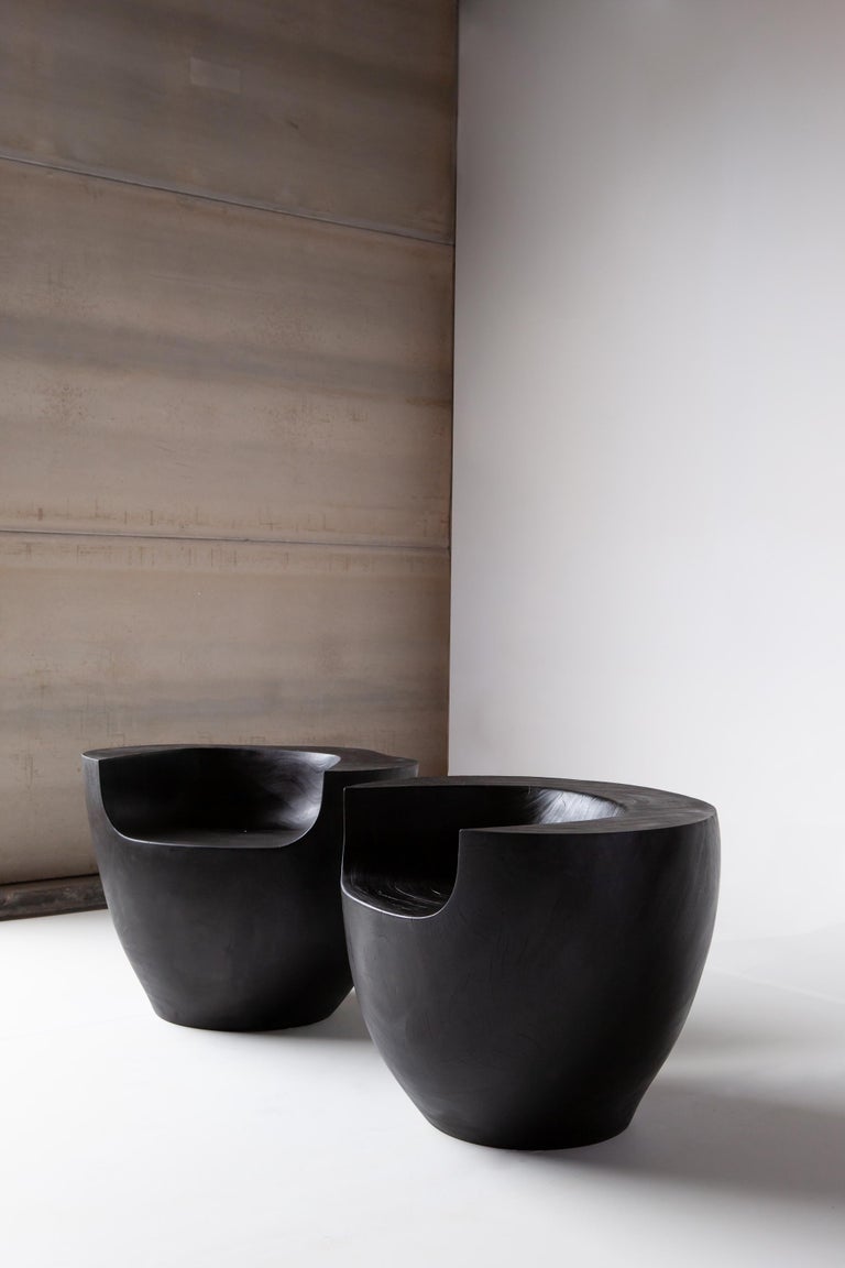 Gravity and Grace Chair Pair in Carved Charred Mahogany by Reynold ...