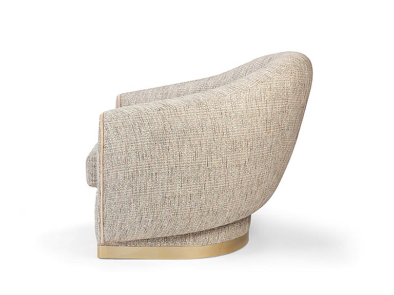 Grace Armchair in Alston China Blue Upholstery and Polished Brass Base ...