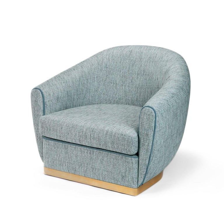 Grace Armchair in Beige Alston Flamingo Upholstery and Polished Brass ...