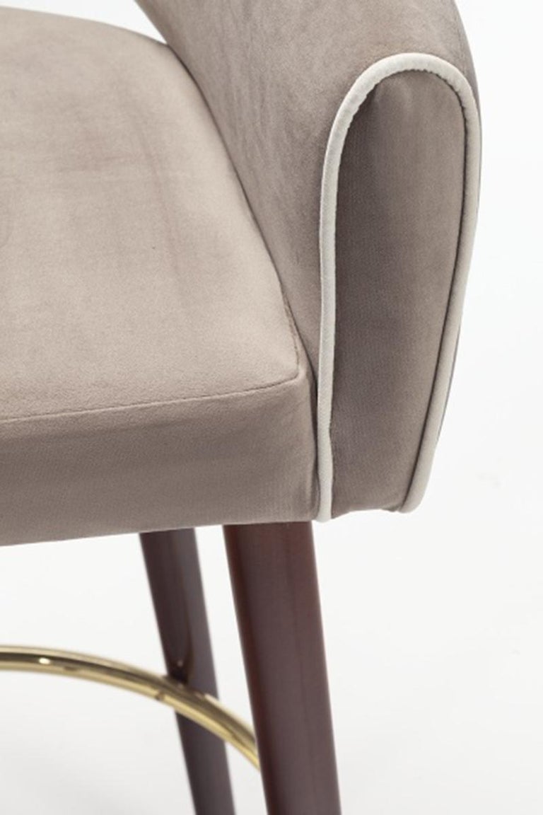 Grace Bar Stool Green Paris Forest Fabric and Wood Feet with Polished ...