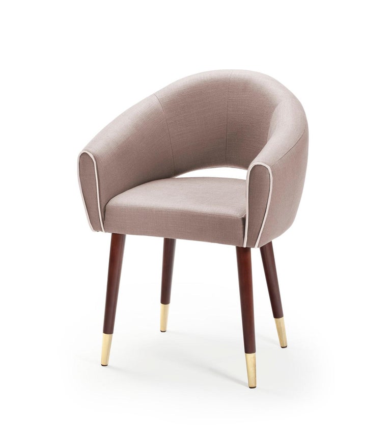 Grace Chair Hue Vintage Pink Fabric, Solid Wood Feet, Polished Brass ...