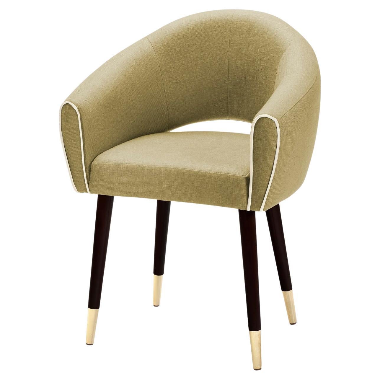 Grace Chair Hue Vintage Pink Fabric, Solid Wood Feet, Polished Brass ...