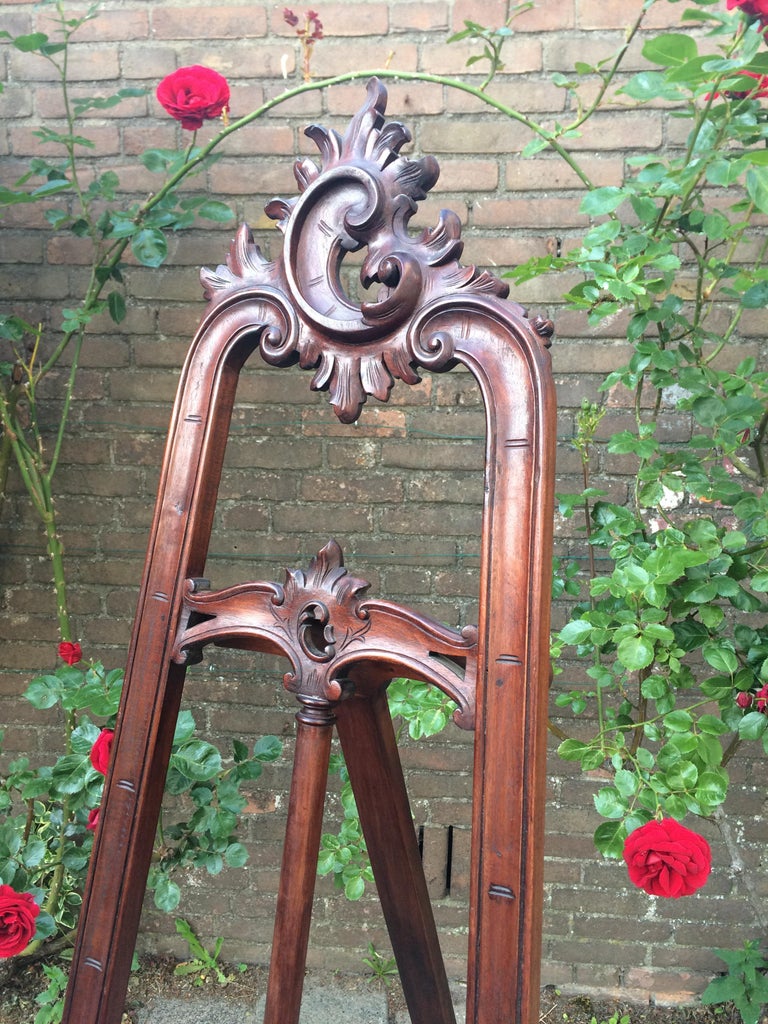 Graceful and Hand Carved 20th Century Mahogany Floor Easel / Artist ...