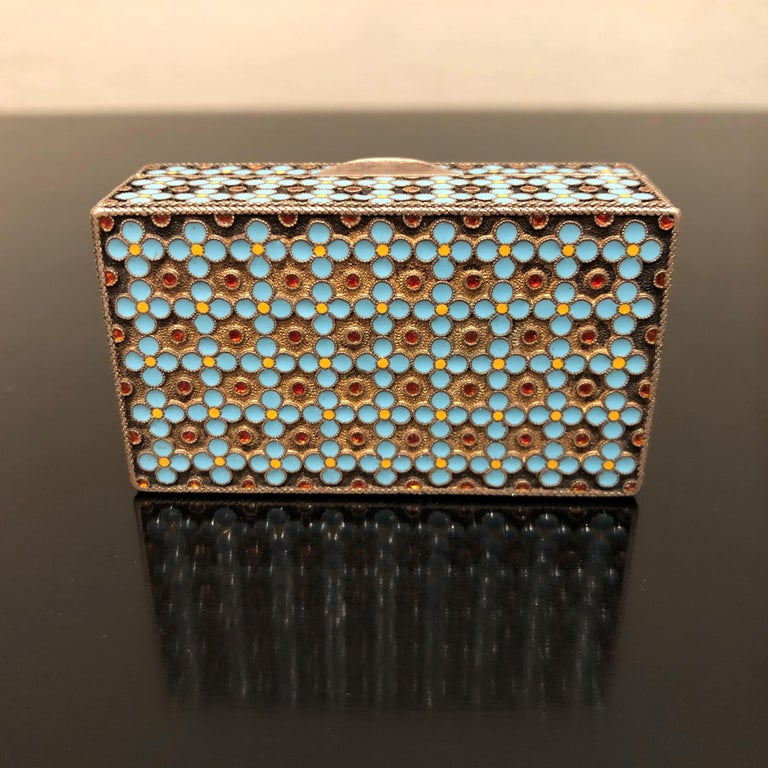 Grachev Brothers Russian Silver Gilt and Cloisonné Enamel Snuff Box at ...