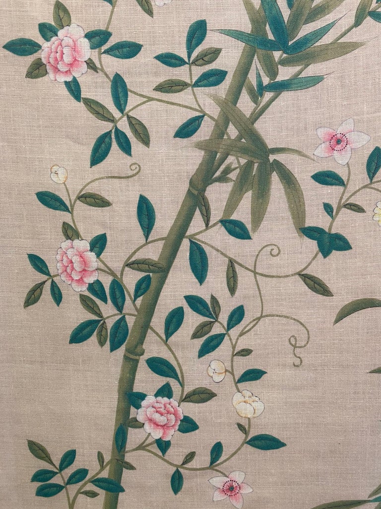 Gracie Chinoiserie Bamboo Grove Pattern Printed Linen Fabric For Sale ...