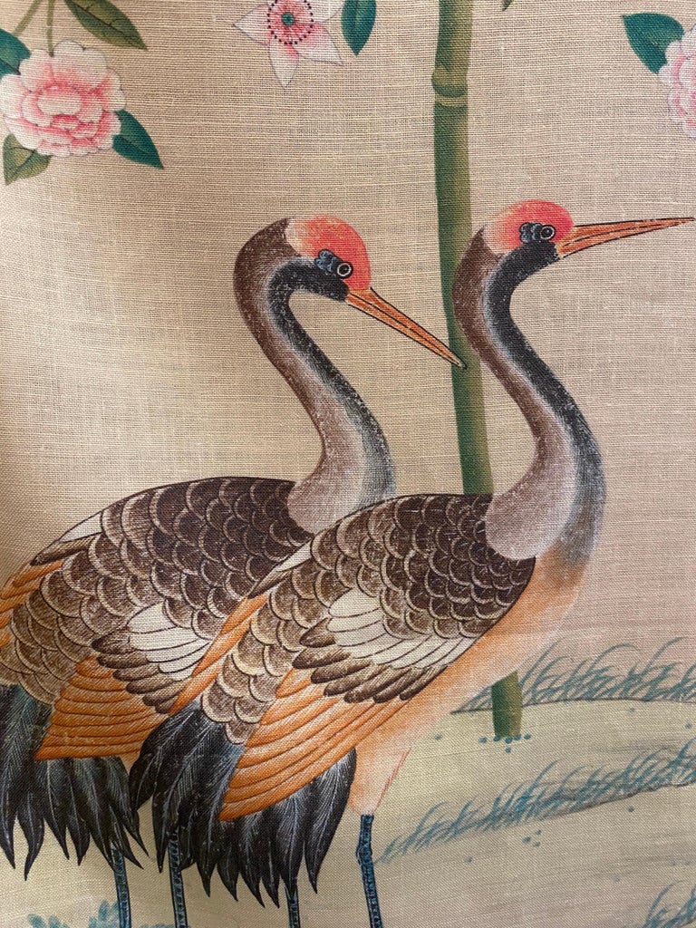 Gracie Chinoiserie Bamboo Grove Pattern Printed Linen Fabric For Sale ...