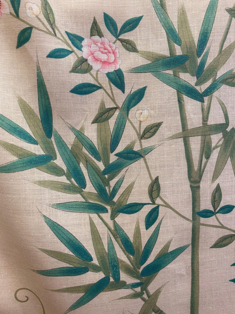 Gracie Chinoiserie Bamboo Grove Pattern Printed Linen Fabric For Sale ...