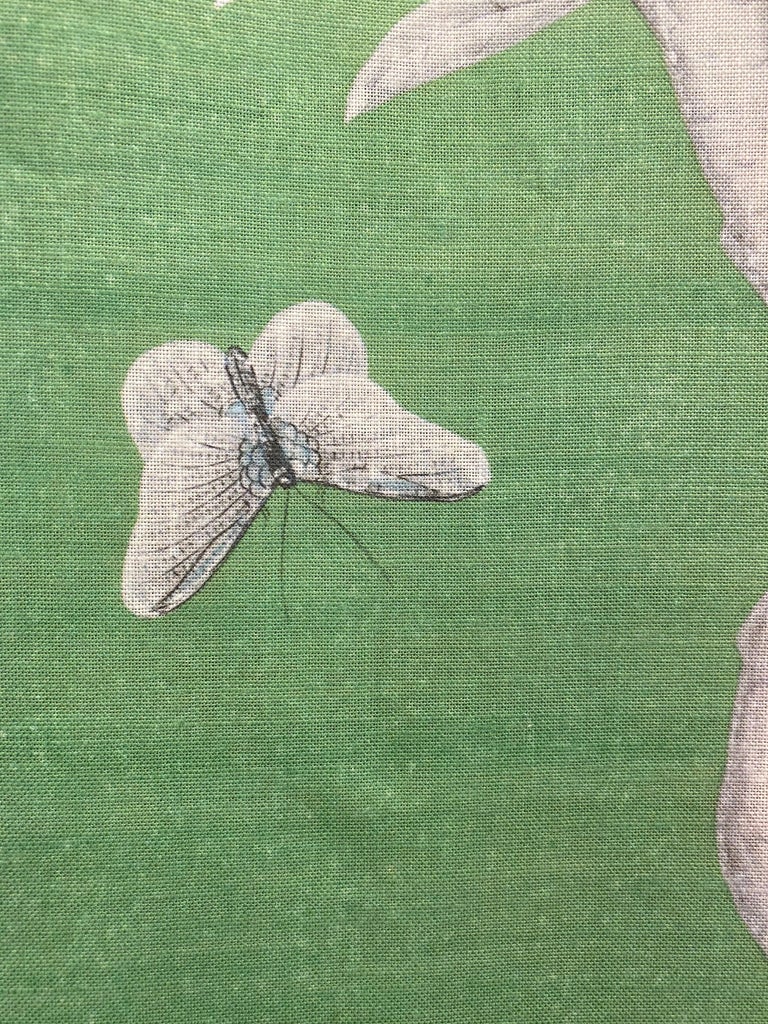 Gracie Chinoiserie Greenfield Pattern Printed Linen Fabric For Sale at ...