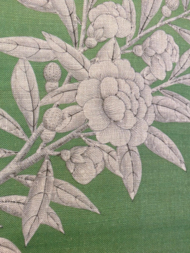 Gracie Chinoiserie Greenfield Pattern Printed Linen Fabric For Sale at ...