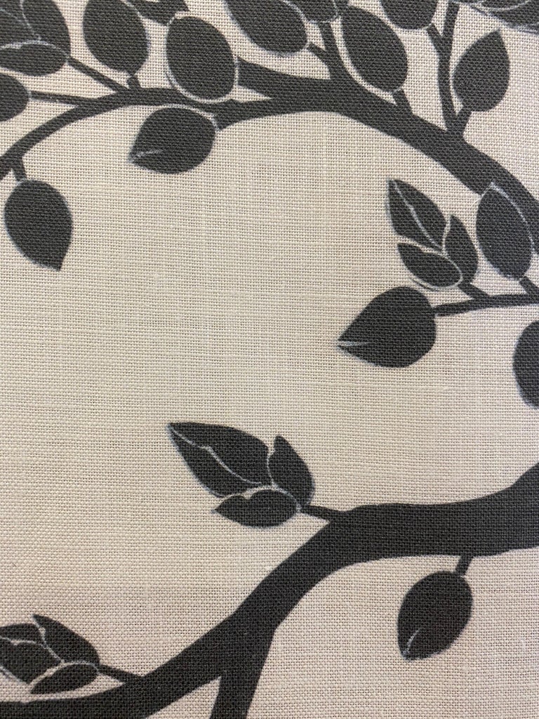 Gracie Chinoiserie Ivory Silhouette Pattern Printed Linen Fabric For ...