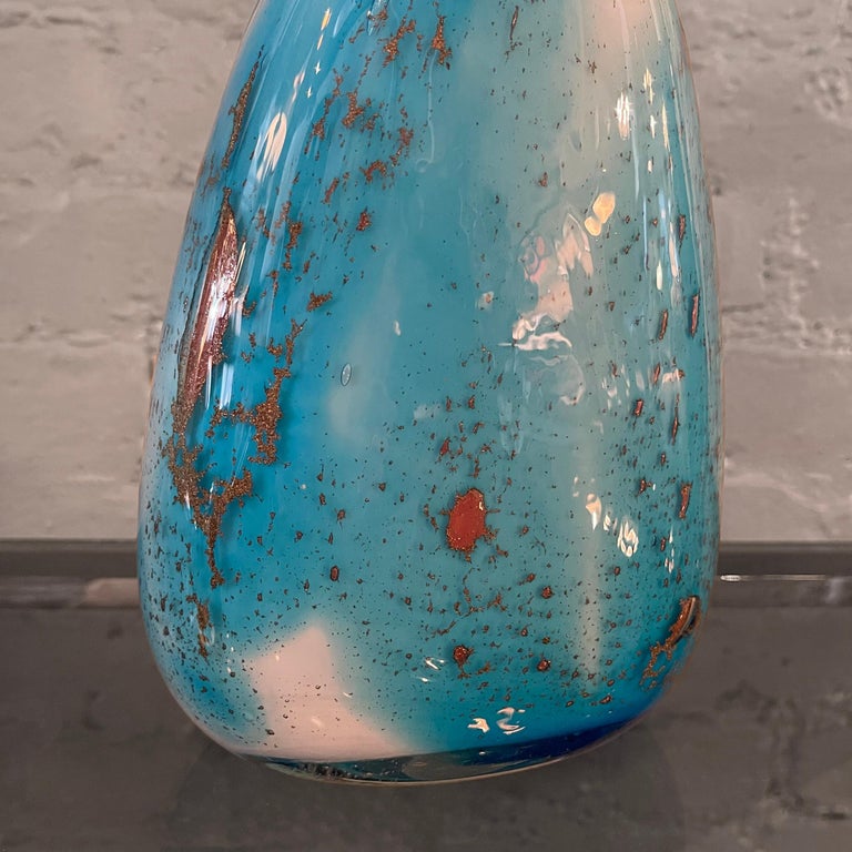 Gradient Blue Gold Fleck Murano Glass Vase Pear Shape For Sale At 1stdibs