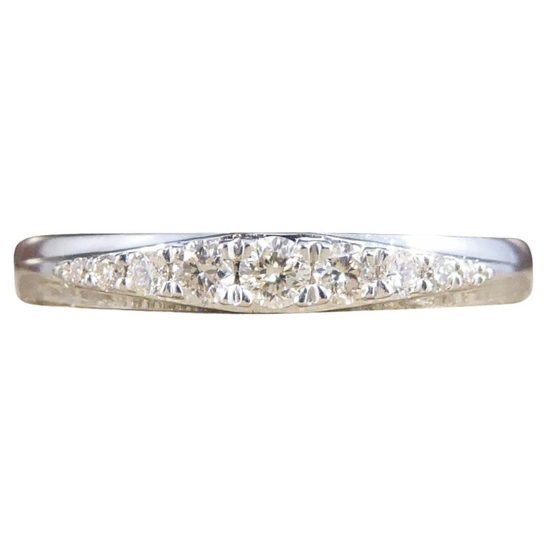 Gradient Diamond Claw Set Wedding or Band Ring in 9ct White Gold at 1stDibs