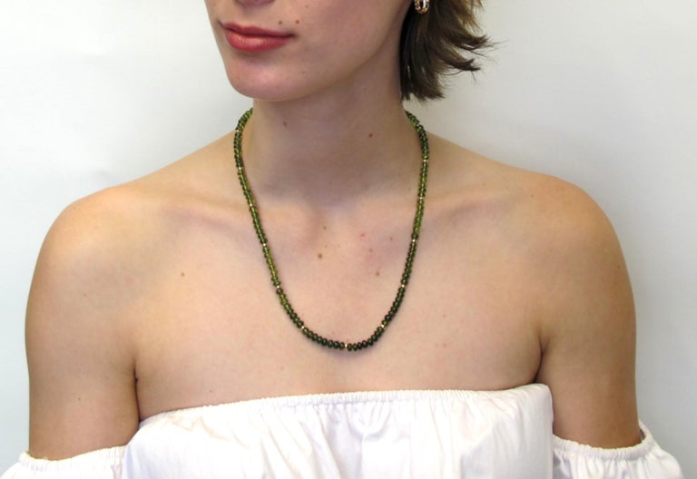 Graduated Vesuvianite (Idocrase) Bead Necklace with 18k Yellow Gold ...