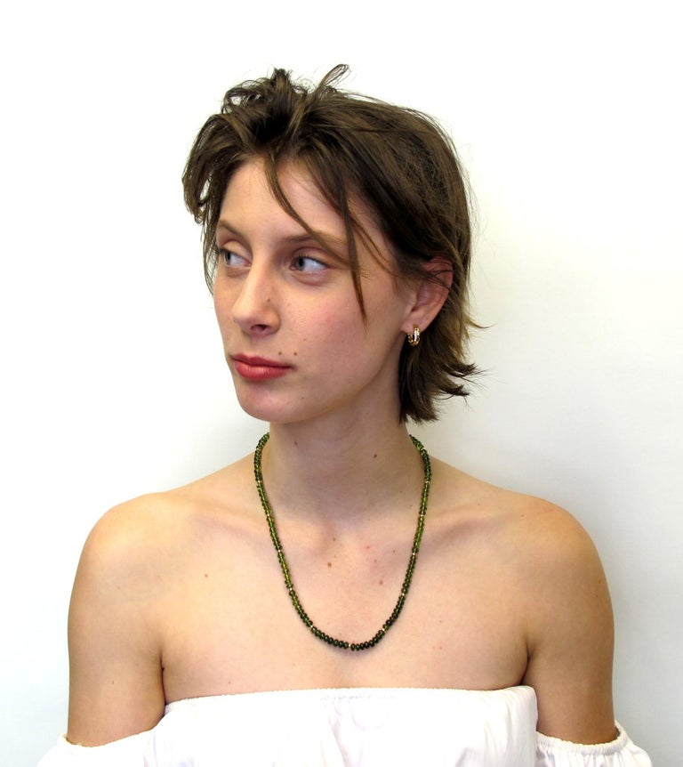 Graduated Vesuvianite (Idocrase) Bead Necklace with 18k Yellow Gold ...