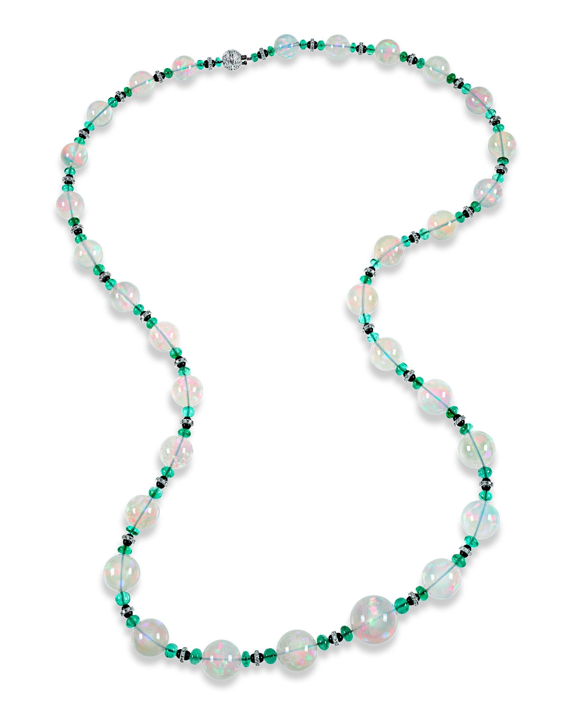 Graduated Opal Bead Necklace, 493.0 Carat at 1stDibs