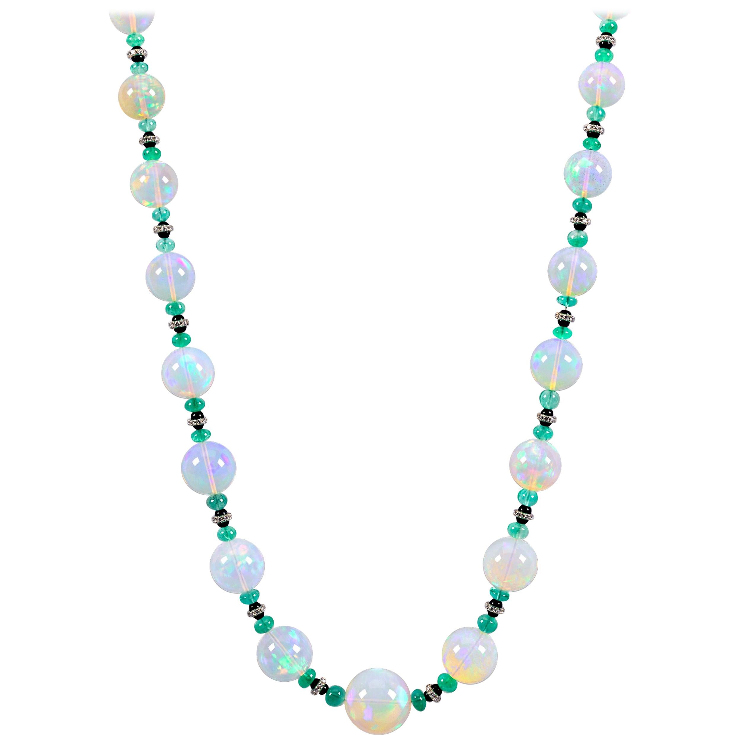 Graduated Opal Bead Necklace, 493.0 Carat at 1stDibs
