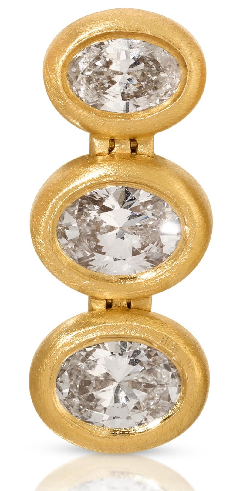 Graduated Oval Diamonds Drop Earrings in 18k Matte Yellow Gold For Sale ...