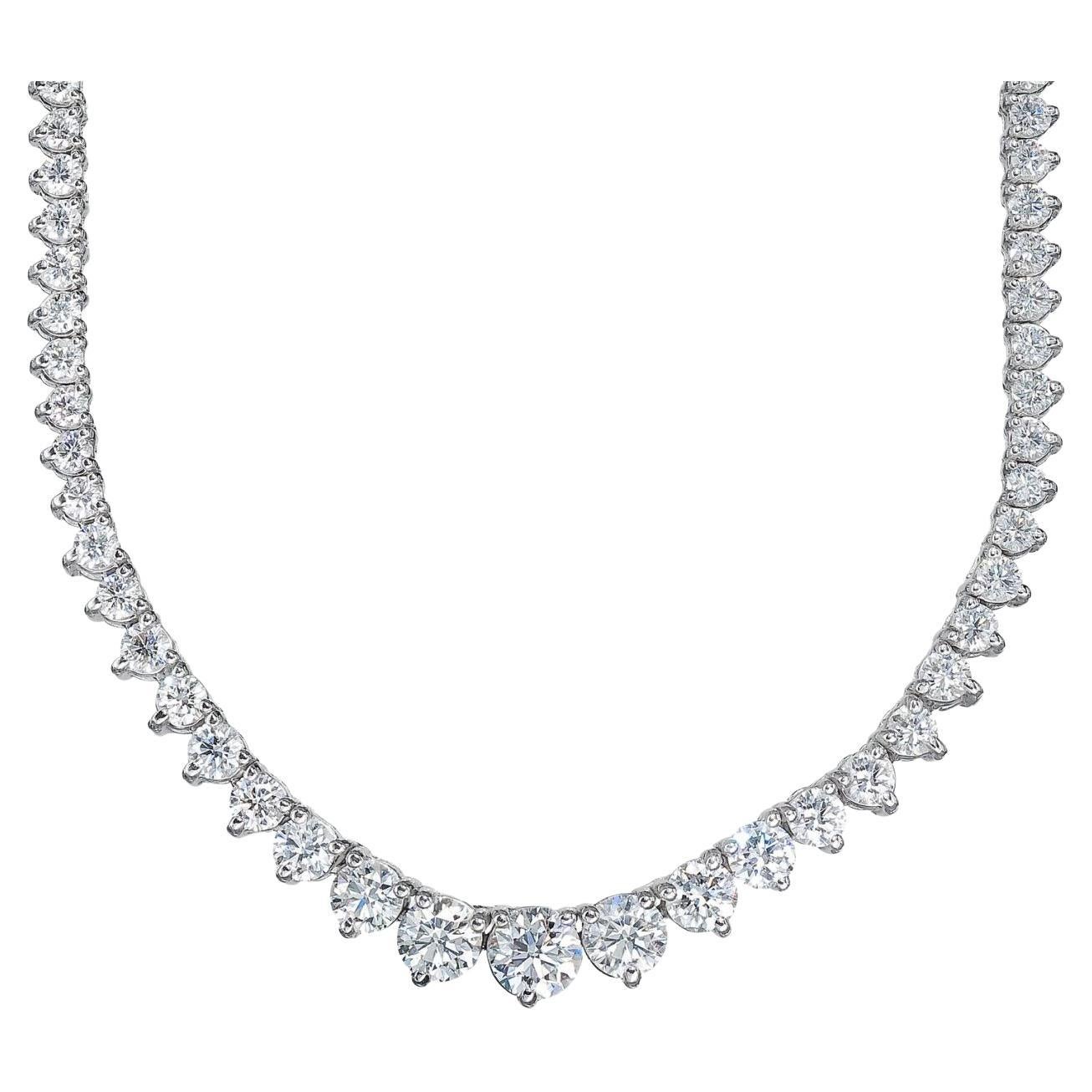 Large Round Diamond Graduated Necklace at 1stDibs